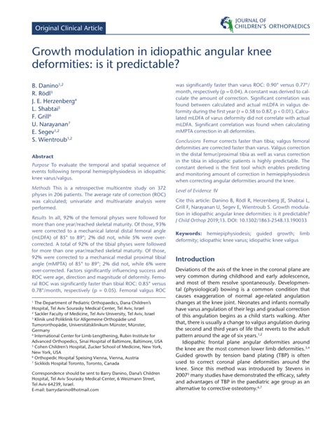 Pdf Growth Modulation In Idiopathic Angular Knee Deformities Is It Predictable