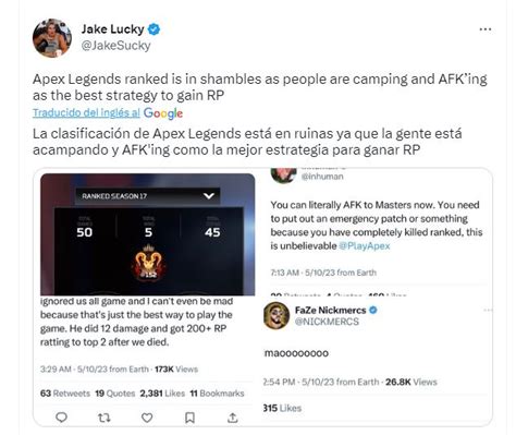 Pro Player de Apex Legends alcanza el rango más alto sin muertes y estando AFK para demostrar