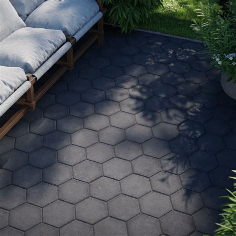 Hexagonal Paver Texture Black Poliigon
