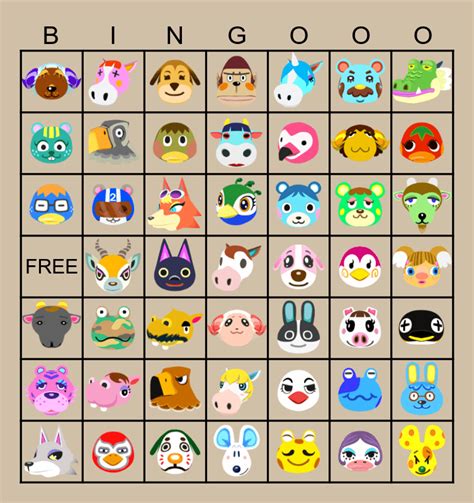 ACNH Villager Hunt Bingo Card