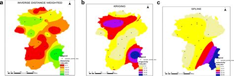Spatial Distribution Of Actual Nitrate Concentration A Idw B Kriging