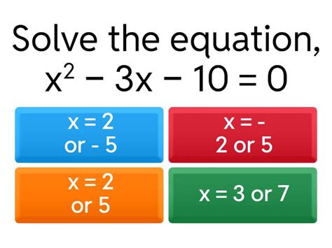 G8 L17 2 Solve Quadratic Equation By Factorisation Method Quiz