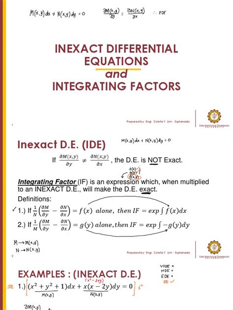Math 237 P02 Inexact De And Integrating Factors 3172023 1 Pdf