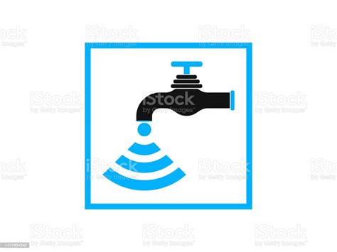 Square Shape With Water Faucet And Signal Stock Illustration Download