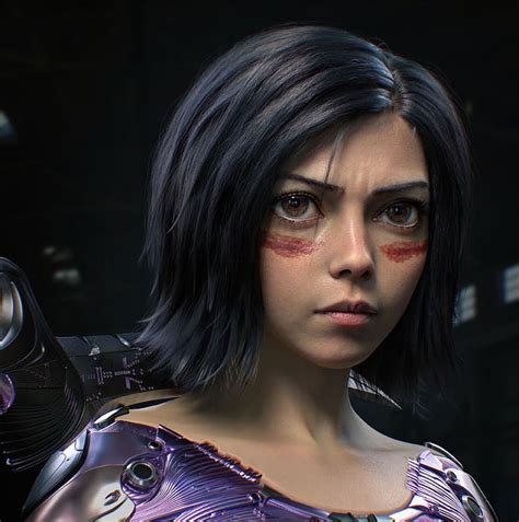 Alita Battle Angel Drawing Dark Hair Wet Wet Hair Short Hair