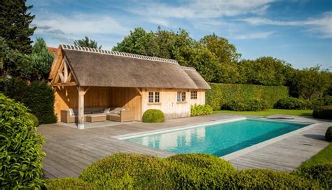 Houten Poolhouse Gastenverblijven Cottage Eik Bogarden Pool