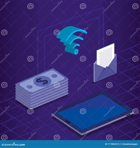 Digital Technology Isometrics Icons Stock Vector Illustration Of
