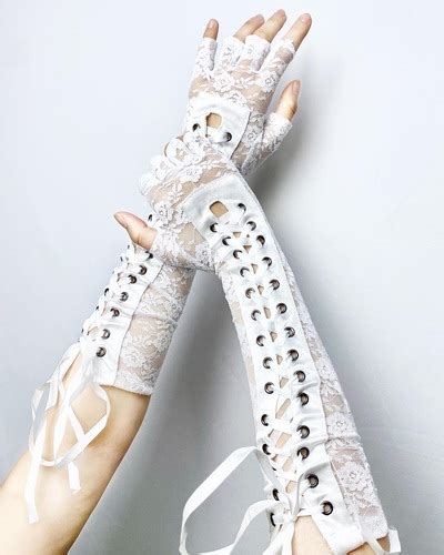 Best🚚 화이트 레이스 코르셋 핸드워머 에이블리