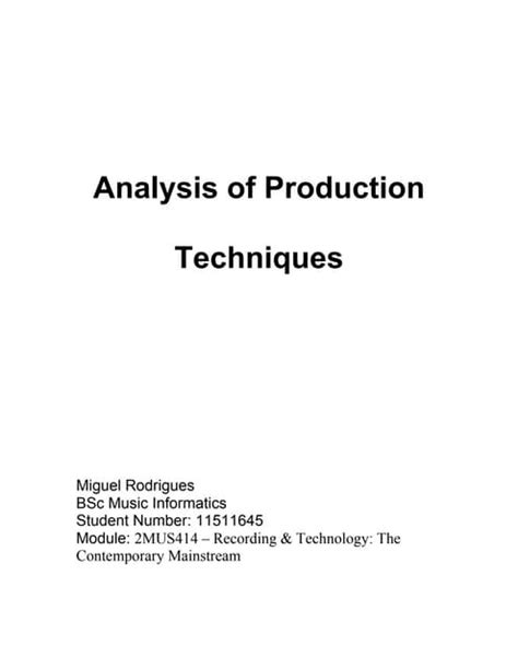 Music Production Techniques Pdf Audio Production Content Production