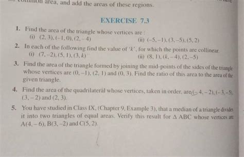 exercise 7 3 1 find the area of the triangle whose vertices are i 2