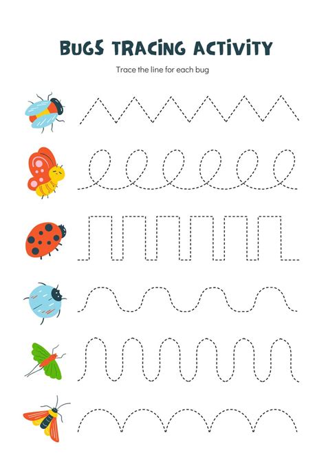 Pre Handwriting Line Tracing Worksheets Preschool Interactive Tracing