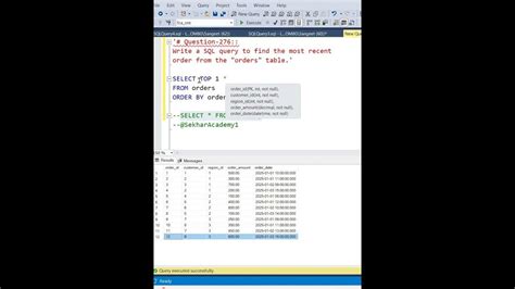 Sql Interview Question 276 Shorts Ytshorts Youtubeshorts Sql Mysql Query