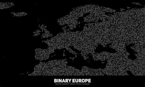 Vector Abstract Binary Europe Map Continents Constructed From Binary