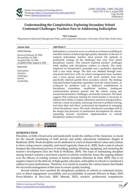 Pdf Understanding The Complexities Exploring Secondary School Contextual Challenges Teachers