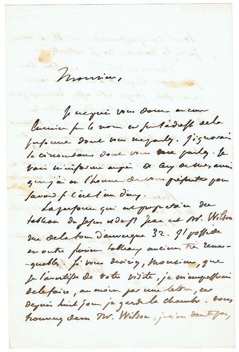 Eigenhändiger Brief mit Unterschrift Eug Delacroix by Delacroix