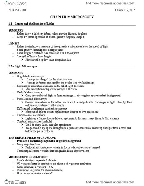 BLG 151 Lecture Notes Fall 2016 Lecture 3 Confocal Microscopy