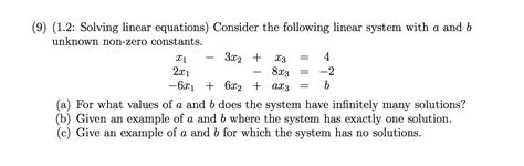 Solved 9 1 2 Solving Linear Equations Consider The Chegg