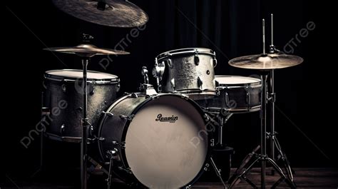 Drum Kit With A Black Background Drums Picture Background Image And