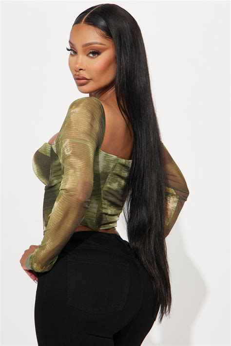 Nova Mesh Corset Top Olive Fashion Nova Knit Tops Fashion Nova