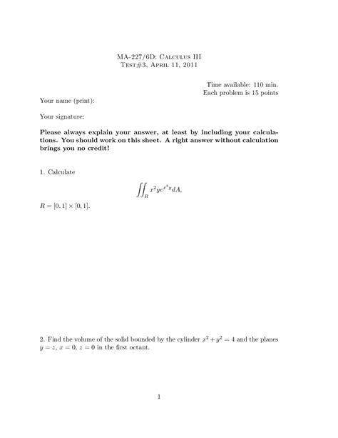 Moments Of Inertia Calculus Iii Exam Docsity