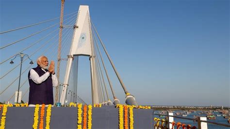 Pm Modi Inaugurated Indias Longest Cable Stayed Bridge Sudarshan Setu