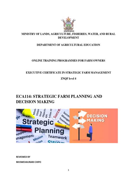 Strategic Farm Planning And Decision Making Pdf Business