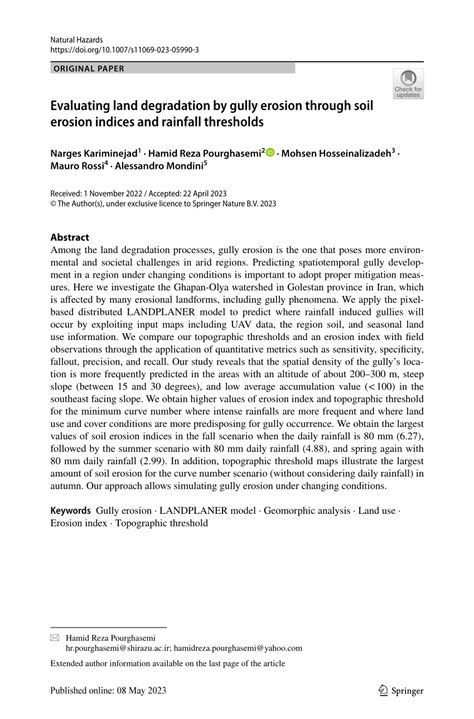 Pdf Evaluating Land Degradation By Gully Erosion Through Soil Erosion