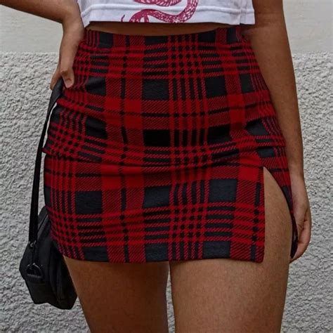 Mini Saia Xadrez Vermelha Saia Feminina Cult Style Usado Enjoei
