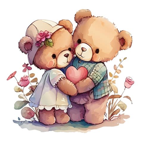 Two Teddy Bears Are Hugging Each Other
