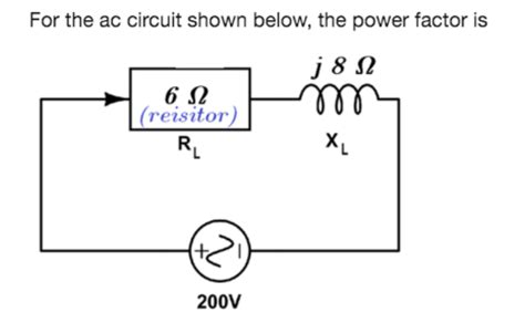 Solved For The Ac Circuit Shown Below The Power Factor Is Chegg Com