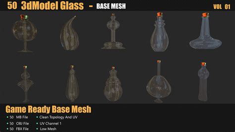 Artstation 50 3d Glass Models Base Mesh In Maya Game Assets
