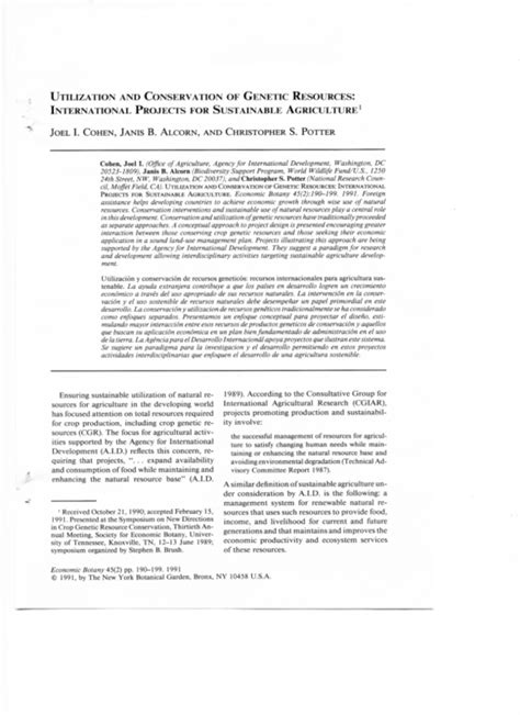 Pdf Utilization And Conservation Of Genetic Resources