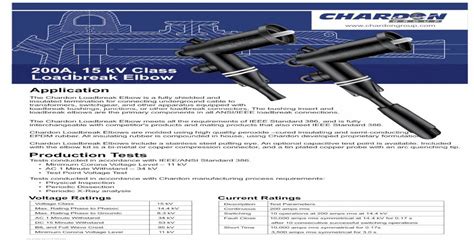 200A 15 KV Class Loadbreak Elbow Chardon Group 15 KV Class Loadbreak