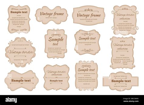 Vintage Labels Different Decorative Frames With Text Romantic Retro