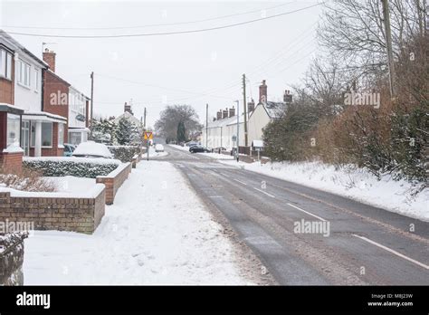 Snow Covered Roads In Shropshire In The West Midlands During The Middle