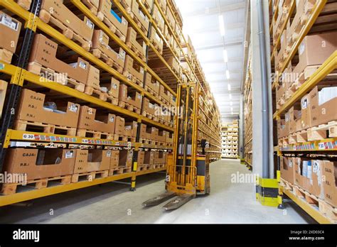 Forklift Boxes With Industrial Parts Warehouse Palletizing Stock