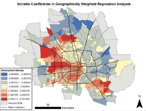 geographically weighted regression tract level coefficients for