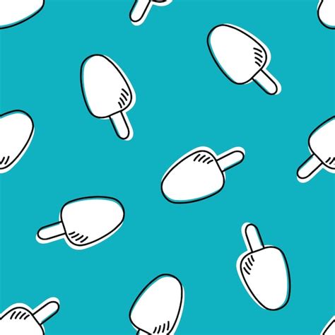 Premium Vector Blue Seamless Pattern With White Hand Drawn Ice Creams