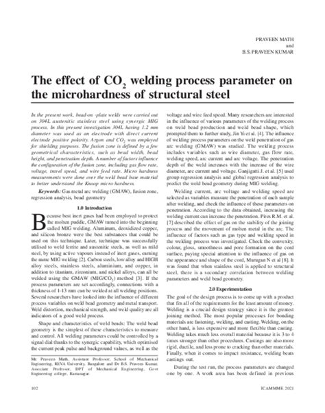Pdf The Effect Of Co2 Welding Process Parameter On The Microhardness