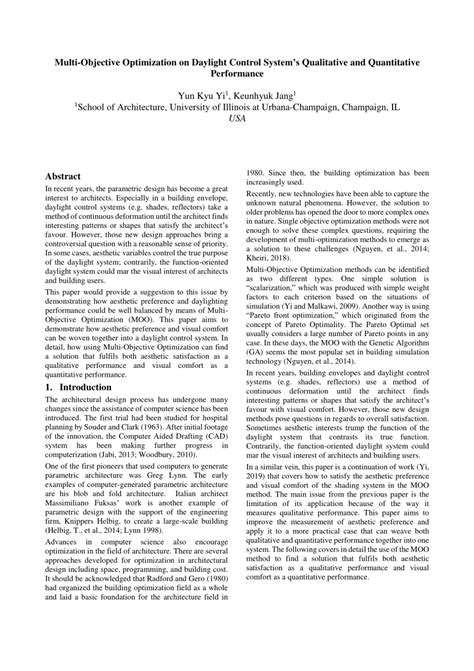 Pdf Multi Objective Optimization On Daylight Control Systems