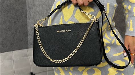 MICHAEL KORS Jet Set Medium Saffiano Leather Crossbody Bag Black