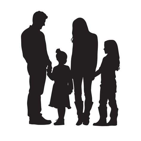 Contento Familia Conjunto Silueta Blanco Antecedentes 47466998 Vector