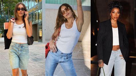 Regata branca e calça jeans inspire se nos looks das famosas para usar