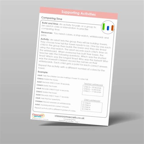 Year 1 Comparing Time Supporting Activities Resource Classroom Secrets