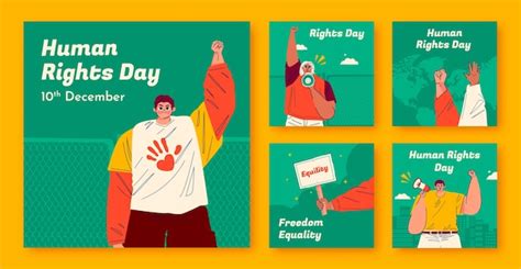 Free Vector Flat Human Rights Day Instagram Posts Collection