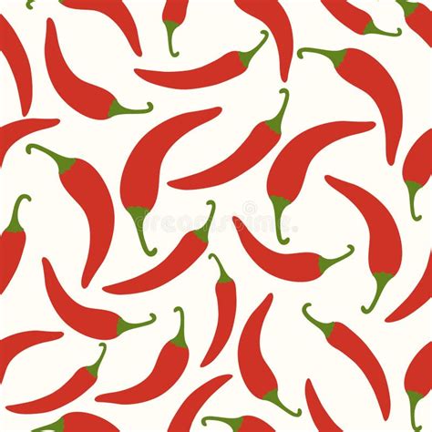 Red Spice Chili Pepper Seamless Pattern Vector Illustration Stock