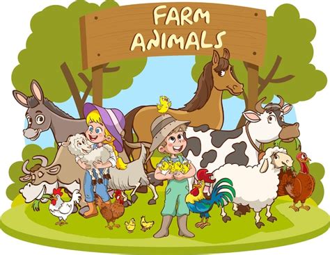 Animales De Granja Vector Premium