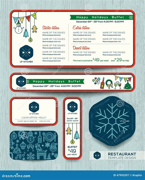 Christmas Party Restaurant Menu Set Template Stock Vector