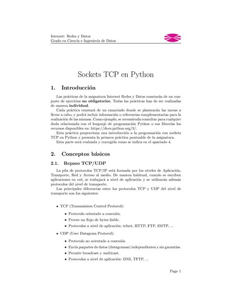 Sockets TCP Grado en Ciencia e Ingenier ıa de Datos Sockets TCP en