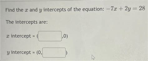 Solved Find The X And Y Intercepts Of The Equation Chegg Com